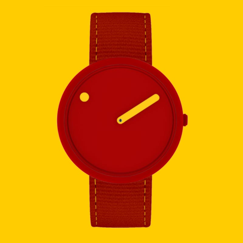Picto Watch - Sunny Red Dial / Sunny Red Recycled Strap – Salts Mill Shop
