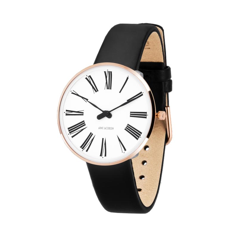 Roman watch des. Arne Jacobsen - 34mm - Rose gold buckle, white dial ...